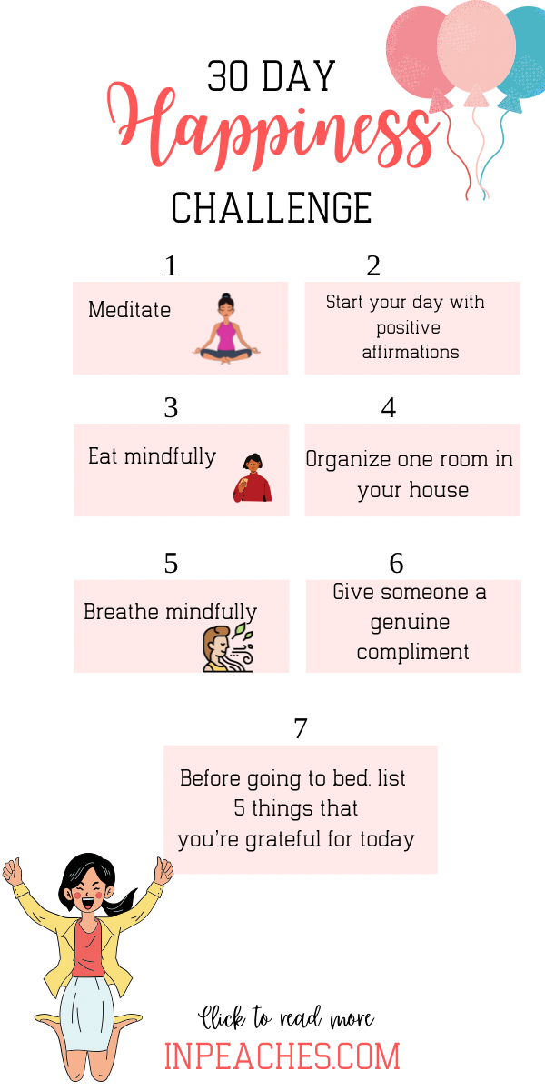How to be happy again - 30 day Happiness challenge - inPeaches